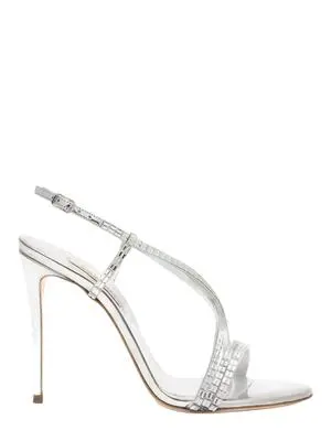 Casadei 100mm Julia Crystal-embellished Slingback Sandals - Grey