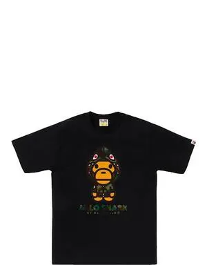 A BATHING APE 1st Camo Milo Shark Fzh Tee Shirt Black/green