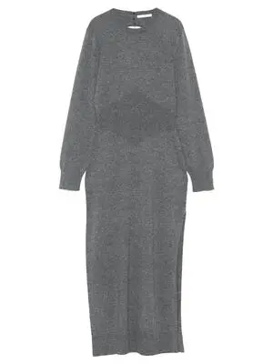 Givenchy Side-split Long-sleeve Midi Dress - Grey