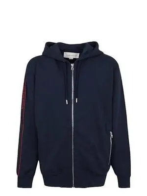 Alexander McQueen Side Logo-print Zip-up Hoodie - Navy Blue