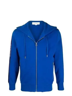Alexander McQueen Taped Logo Zip Hoodie - Blue