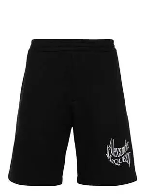 Alexander McQueen Logo Embroidered Track Shorts - Black