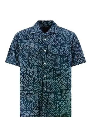 BEAMS Geometric-print Cotton Shirt - Blue