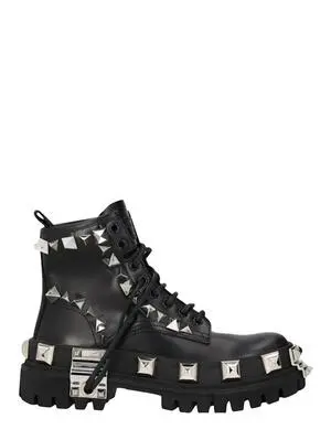 DOLCE & GABBANA Dolce & Gabbana Studded Lace-Up Combat Boots