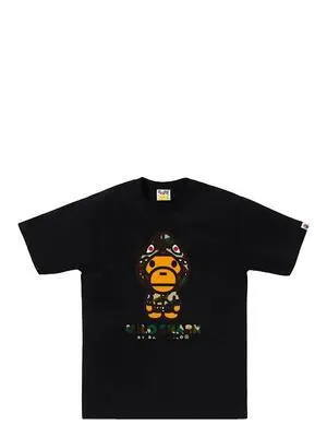 A BATHING APE 1st Camo Milo Shark Fzh Tee Shirt Black/yellow