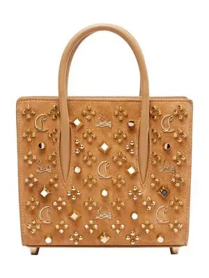CHRISTIAN LOUBOUTIN Paloma Studded Suede Tote Bag - Beige