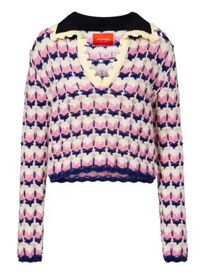 La DoubleJ Picket Wool-blend Polo Sweater - Multicoloured