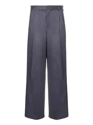 Loewe Pleated Cotton Wide-leg Pants - Blue