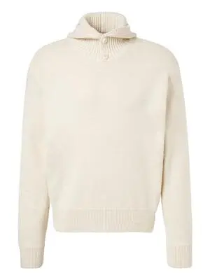 LEMAIRE Hooded Alpaca And Wool-blend Sweater - White