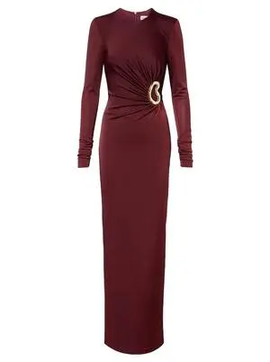 Rebecca Vallance Mischa Embellished Gathered Jersey Gown - Burgundy