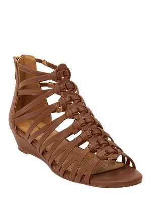 COMFORTVIEW Strappy Gladiator Sandals - Cognac