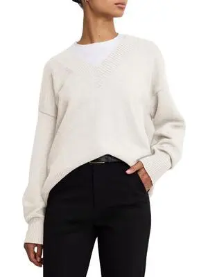 Good American Oversized V-neck Sweater - Vanilla