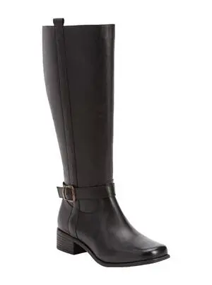 COMFORTVIEW The Donna Tall Wide Calf Leather Boots Black