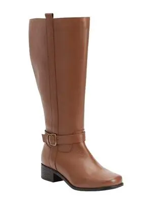COMFORTVIEW The Donna Tall Wide Calf Leather Boots - Cognac