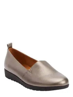 COMFORTVIEW Leather-like Slip-on Flat - Gunmetal