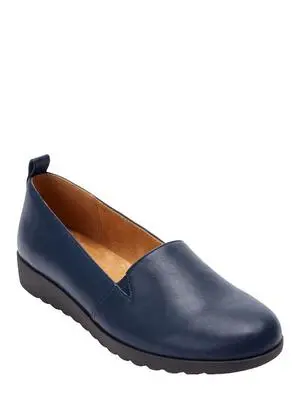 COMFORTVIEW Leather-like Slip-on Flat - Navy