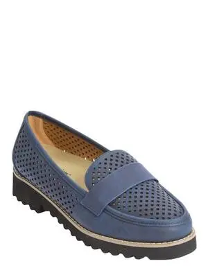 COMFORTVIEW Essence Nubuck Leather Slip-On Loafer Navy