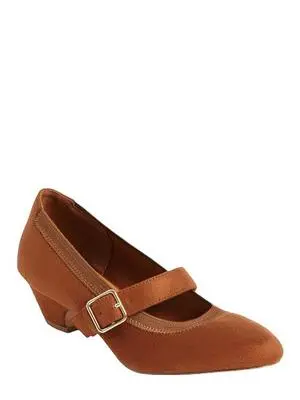 COMFORTVIEW Suede Pumps With Adjustable Buckle - Cognac