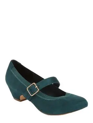 COMFORTVIEW Suede Pumps With Adjustable Buckle - Emerald