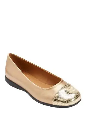COMFORTVIEW The Fay Slip-on Flat With Croc-effect Cap Toe - Gold