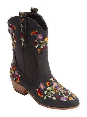 COMFORTVIEW Embroidered Western Boots - Black