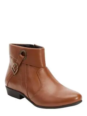 COMFORTVIEW The Terri Leather Bootie Dark Cognac