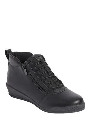 COMFORTVIEW Leather-Like Sneakers With Zip Closure Black