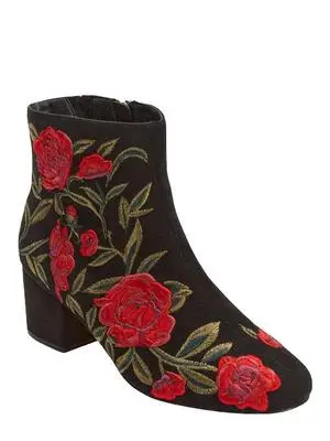 COMFORTVIEW The Sidney Embroidered Ankle Boot - Black Embroidery