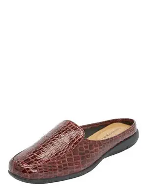 COMFORTVIEW Estelle Crocodile-Textured Slip-On Mule Dark Berry