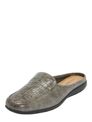 COMFORTVIEW Estelle Crocodile-Textured Slip-On Mule Grey