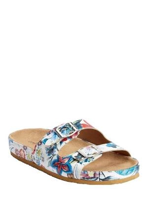 COMFORTVIEW Comfortview Maxi Leather-Like Adjustable Slip-On Footbed Sandal