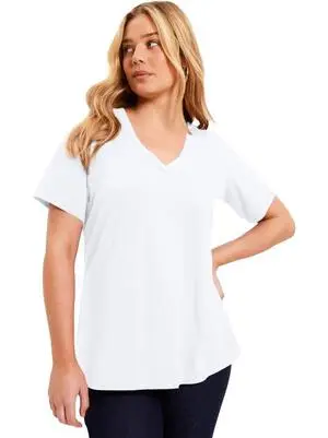 JUNE + VIE Short-sleeve V-neck Tee - White