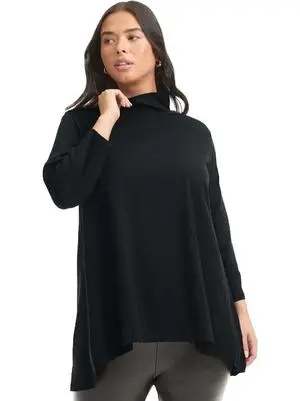JUNE + VIE Mock-neck Tunic - Black