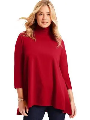 JUNE + VIE Mock-neck Tunic - Classic Red