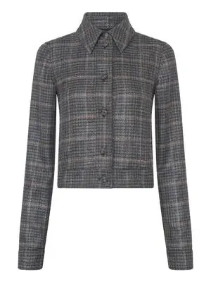 Gabriela Hearst Thereza Jacket In Multi Wool Silk Clubcheck Plaid - Charcoal