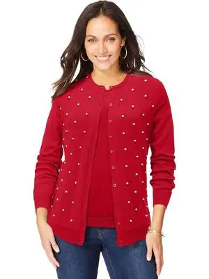 JESSICA LONDON Fine Gauge Cardigan - Red