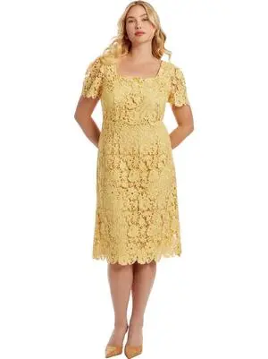 JUNE + VIE Square-neck A-line Lace Midi Dress - Sun Dress