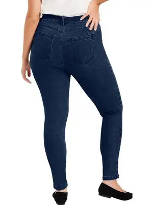 JUNE + VIE Curvie Fit Skinny Jeans - Dark Blue