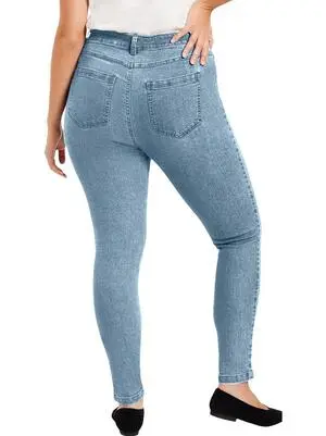 JUNE + VIE Curvie Fit Skinny Jeans - Light Blue