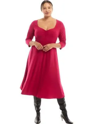 JUNE + VIE Sweetheart Neckline Swing Dress - Cerise