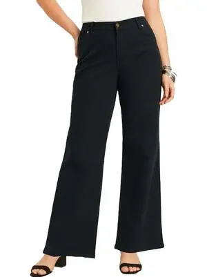 JUNE + VIE Curvie Fit Wide-leg Jeans - Black