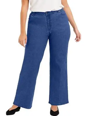 JUNE + VIE Curvie Fit Wide-leg Jeans - Medium Blue