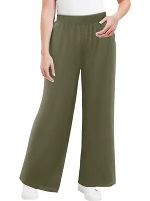 JUNE + VIE Wide-Leg Pant Dark Olive Green