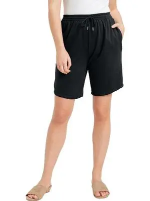 JUNE + VIE French Terry Bermuda Shorts - Black