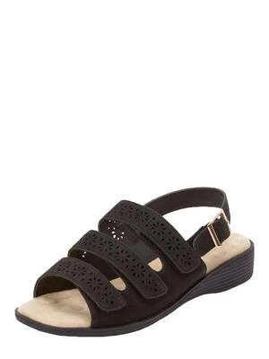 COMFORTVIEW Comfortview Sutton Suede-Like Adjustable Sandal Black