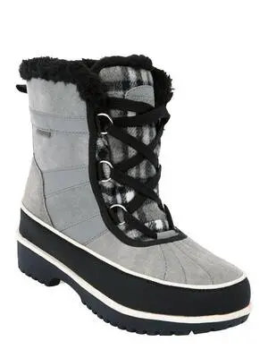 COMFORTVIEW The Brienne Waterproof Boots - Grey Plaid