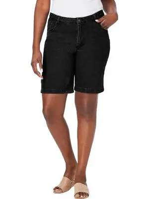 JESSICA LONDON Classic Cotton Denim Shorts - Black