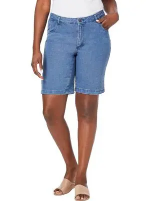 JESSICA LONDON Classic Cotton Denim Shorts - Medium Stonewash