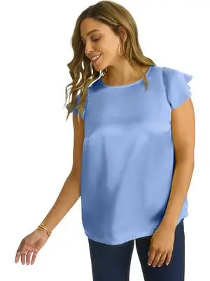 JESSICA LONDON Satin Blouse - French Blue