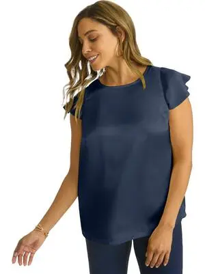 JESSICA LONDON Satin Blouse Navy